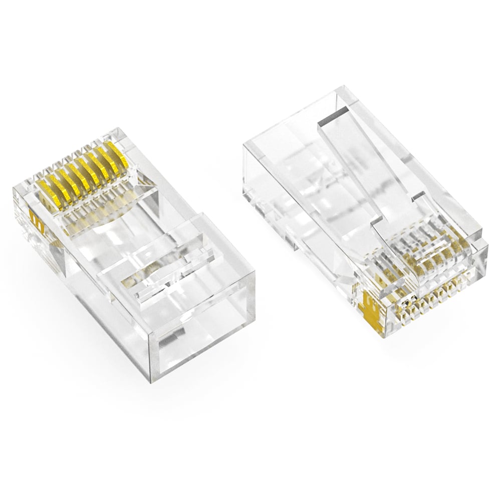 RJ45 Cat.6 UTP Feed Through Plug Solid / Stranded 3-Prong 50 Micron ...